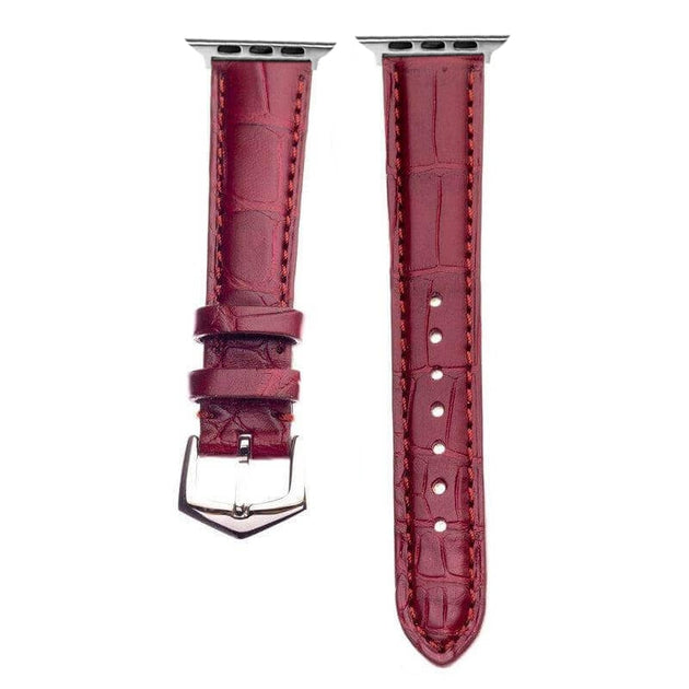 Apple Watch Leather Band ™ Burgundy Millennium Alligator Minimal Stitc ...