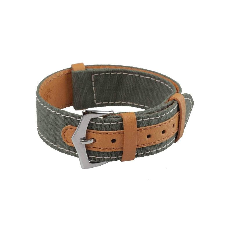 Green Canvas & Brown Leather Military Watch Strap – Jack Foster